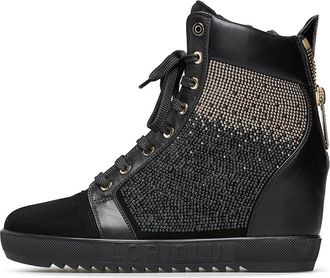 Loriblu Femme, Chaussures, Noir, Taille: 39 EU Baskets en cuir avec clous et plateforme intérieure