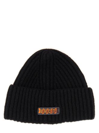 Baracuta BRACC0118_UF0509100 Logo Patch Virgin Wool Beanie - Black