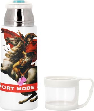 Fabulous Thermoskanne aus Edelstahl mit integrierter Tasse - Sport Mode ON Collage Vintage Illustration Art Humor Napoleon Meme - 350 ml - Thermosflasche