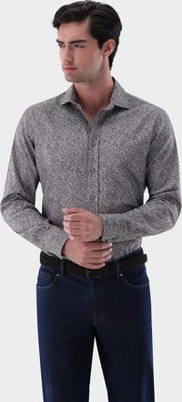 van Laack Flanellhemd mit Mikro-Blatt Druck Tailor Fit