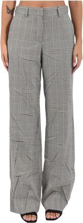 Msgm Msgm, Femme, Pantalons, Multicolore, Taille: 42 FR Pantalon évasé taille haute en micro carreaux