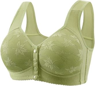 Generic Soutien-gorge pour femme avec boucle avant - Sous-v&ecirc;tements doux sans anneau en acier - Bretelles larges - Surdimensionn&eacute; - 2026, Vert, 72
