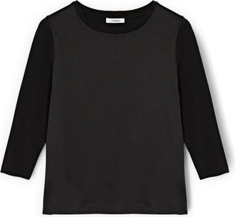 Motivi T-Shirt aus zwei Materialien - - Tops - Damen - Schwarzk - XS