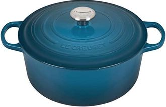 LE CREUSET Le Creuset Cocotte Signature en Fonte Émaillée avec Couvercle, 28 cm, Ronde, 6,7 L, 6,125 kg, Deep Teal, 21177286422430