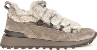 Brunello Cucinelli Baskets Monili en Shearling - Femme - Chaussures - Beige - Taille: 41 EU