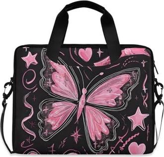 Alaza Sac pour ordinateur portable de 40,6 à 15,6 pouces - Motif crâne gothique et papillon - Pour homme et femme - Pour étudiant, travail, voyage, Papillon