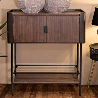 Dmora TV-Schrank Bollengo, Grau, 100x42x110 cm, 2 Regale, 3 F&auml;cher