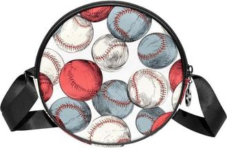 Generic Petit sac &agrave; bandouli&egrave;re Circle pour femme, sac de sport et de baseball avec fermeture &eacute;clair, bretelles r&eacute;glables, sac &agrave; main rond d&eacute;contract&eacute; pour fe