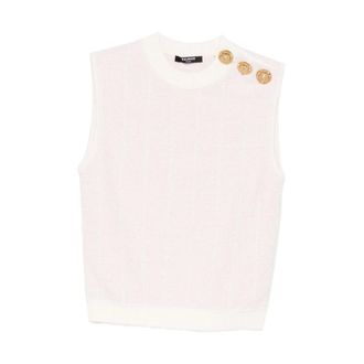Balmain Femme, Tops, Rose, Taille: 40 FR Textured Knit Top