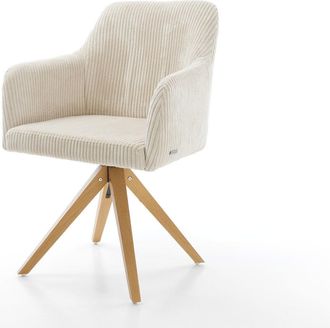 DELIFE Esszimmerstuhl Greg-Flex Cord Beige Holzgestell kantig Natur Taschenfederkern, Esszimmerst&uuml;hle