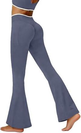 Generic Legging de yoga avec design contrast&eacute;, jambes &eacute;vas&eacute;es et taille pour femme, extensible, confortable et sportif. Pantalon de fitness pour femme 7/8, gr