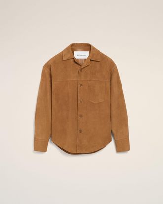 Ami Surchemise Marron Boutonnée en Cuir De Chèvre Caramel - XXS - Unisex