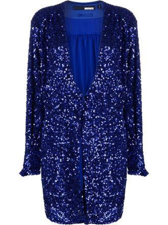 Rotate robe portefeuille brodée de sequins à col v - Bleu