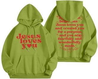 Generic Sweat &agrave; capuche &agrave; manches longues pour la Saint-Valentin 2026 pour femme, Vert, XXL