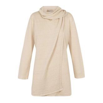 Cortana Botanica- Top umh&uuml;llend in rohem Leinenstich - - Knitwear - Damen - Beige - M