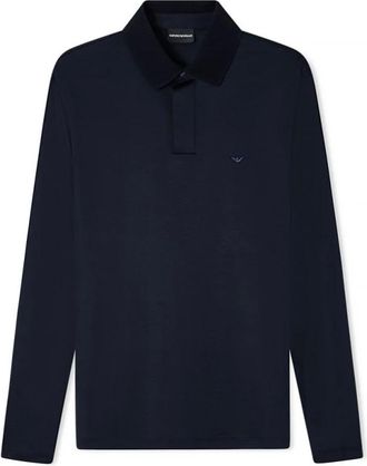 Emporio Armani Homme, Tops, Bleu, Taille: 2XL Long Sleeve Logo Polo