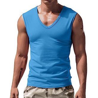 Generic T-shirt de compression sans manches pour homme : sous-v&ecirc;tement col en V T-shirt fonctionnel coupe ajust&eacute;e T-shirt de sport respirant l&eacute;ger T-shirt de 