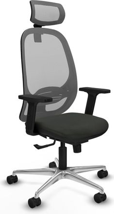 Piqueras y Crespo Schwarzer B&uuml;rostuhl mit 2D-Armlehnen, h&ouml;henverstellbarer Lendenwirbelst&uuml;tze und Kopfteil, h&ouml;henverstellbar und neigbar, ausgestattet mit 3 Positionen,