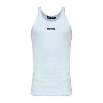 Dolce & Gabbana Homme, Tops, Bleu, Taille: S Top sans manches c&ocirc;tel&eacute;