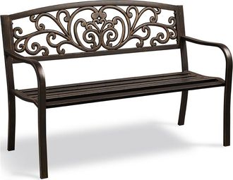 Yaheetech Yaheetech Banc de Jardin en M&eacute;tal Ext&eacute;rieur Mobilier de Jardin Fer Forg&eacute; Banc de Parc Vintage avec Dossier pour 2 &agrave; 3 Personnes 127 x 63 x 86,5cm