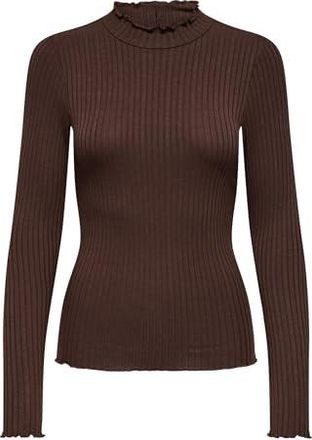 Jacqueline de Yong JdY Jdyfransiska Fransiska Life L/S Hi-NCK Top Jr Noos, Marron, L Femmes