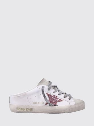 Golden Goose Baskets sabot Super-Star en cuir avec talon ouvert et logo paillet&eacute;