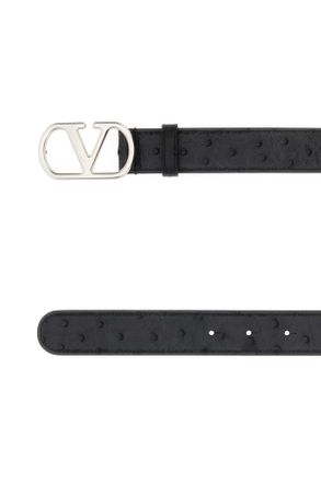Valentino Garavani Mens Black Leather Vlogo Signature Belt Nero Cinture