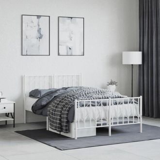 vidaXL Bettgestell mit Kopf- und Fu&szlig;teil Metall Wei&szlig; 120x200 cm Vidaxl