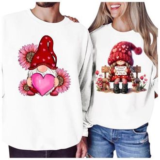 Generic Pull &agrave; capuche imprim&eacute; mode dessin anim&eacute; pour couples de Saint-Valentin 2026 (femme), blanc, XXL