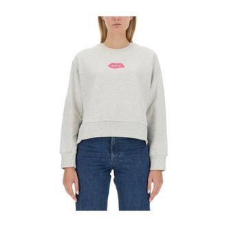 A.P.C. A.p.c., Femme, Sweatshirts et sweats &agrave; capuche, Gris, Taille: 42 FR Logo SweaT-shirt