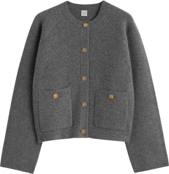 Toteme Femme, Pulls, Gris, Taille: 38 FR Cardigan &agrave; Boutons Martel&eacute;s