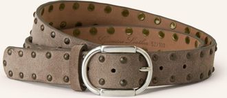 Reptiles House Lederg&uuml;rtel Mit Nieten beige