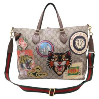 Gucci Pre-owned GG Soft Supreme Coated Canvas Courrier Tote Bag in Brown Nylon Canvas - Femme - Pre-owned - Brun - Taille: ONE Size