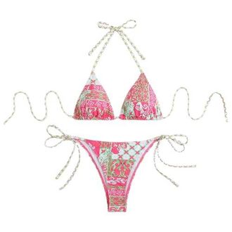 Generic Ensemble bikini push-up deux pi&egrave;ces pour femme - Maillot de bain dos nu - Taille haute - Triangle - Maillot de bain d&eacute;t&eacute; pour femme - Dos nu, Vert, L