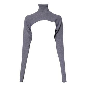 Dolce & Gabbana Wollstrick-Rollkragen-Crop-Top-Pullover - - Knitwear - Damen - Grau - S