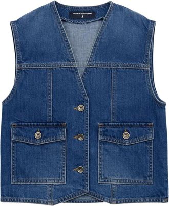 Patrizia Pepe Femme, Vestes, Bleu, Taille: 40 FR Denim Vest