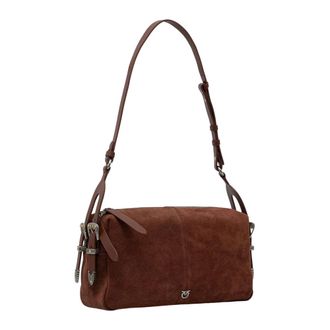 Pinko Pinko - Sac Baguette 24 Classic en daim - Femme - Sacs - Brun - Taille: ONE Size