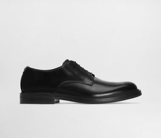 Dolce & Gabbana Derby Aus Geb&uuml;rstetem Kalbsleder - Mann Schn&uuml;rschuhe Schwarz Leder 41.5