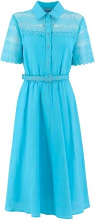 Ermanno Scervino Femme, Robes, Bleu, Taille: 42 FR Robe chemise en dentelle macram&eacute;