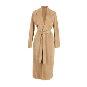 Fendi Luxuri&ouml;ser Brauner Wildleder-Wickelmantel - - Coats - Damen - Braun - XS