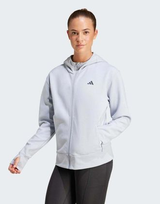 adidas adidas Performance - Designed 4 Training - Sweat zipp&eacute; &agrave; capuche - Halo argent&eacute;