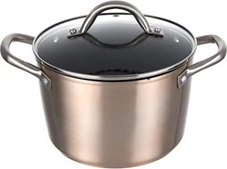 Ibili Kochtopf Natura Copper, Kupfer, mit Glasdeckel, 20 cm, Anti-Haft-Beschichtung im Steinstil, geeignet für Induktion