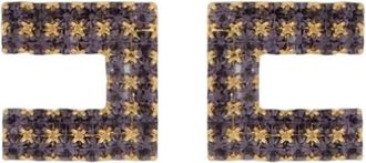 Elisabetta Franchi Ohrring mit Clip Lobe Logo mit Strasssteinen - - Accessories - Damen - Lila - ONE SIZE