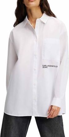 Karl Lagerfeld Karl Lagerfeld Jeans, Femme, Chemise D&eacute;contract&eacute;e, Coupe D&eacute;contract&eacute;e, Blanc, L