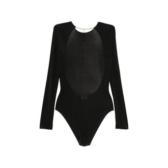 Saint Laurent Open-back Logo-pendant Bodysuit