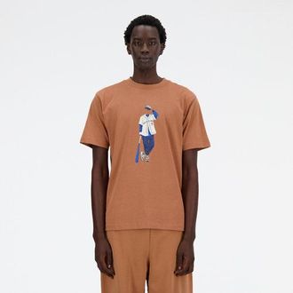 New Balance Homme Athletics Baseball T-Shirt en Marron, Coton, Taille XL