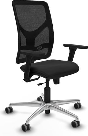 Piqueras y Crespo PC-Stuhl mit Armlehnen aus schwarzem Netzstoff, 3D-Arme, h&ouml;henverstellbare Lendenwirbelst&uuml;tze, ausgestattet mit Syncro/Traslack und Schneideschaum, Sc