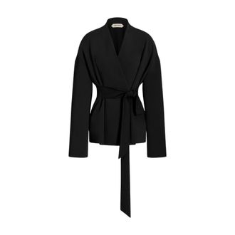 Alberta Ferretti Femme, Blouses et Chemises, Noir, Taille: 46 FR Veste en cady stretch avec