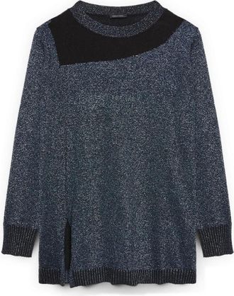 Fiorella Rubino Femme, Pulls, Bleu, Taille: 38 FR Jersey lamin&eacute; avec empi&egrave;cement