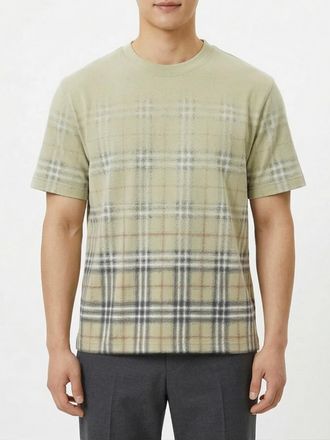 Burberry T-shirt &agrave; col rond en coton &agrave; carreaux